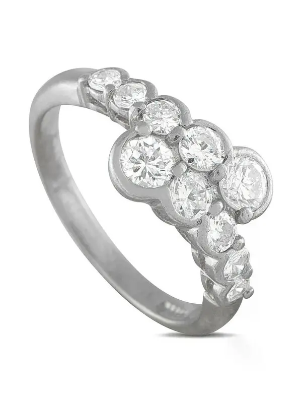 LB EXCLUSIVE Platinum And Diamond Bypass Ring - Silver