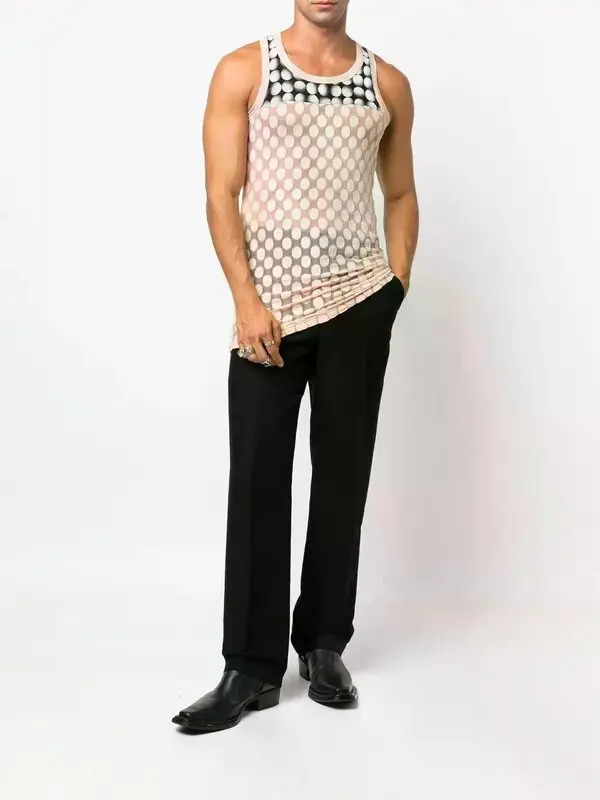 JEAN PAUL GAULTIER 2000s Polka Dot Sheer Tank Top
