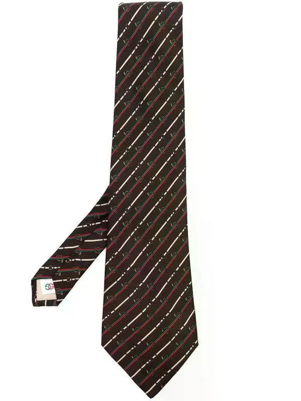 Gucci 1980s Graphic-print Silk Tie - Brown