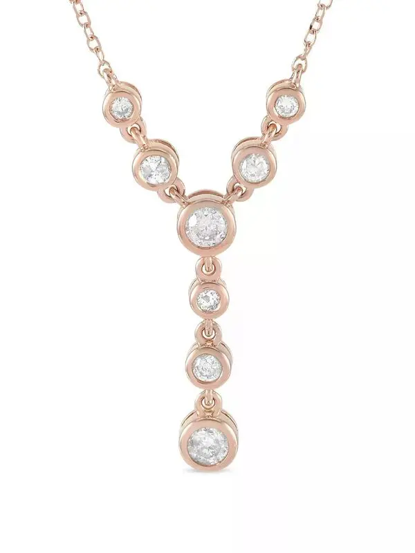 LB EXCLUSIVE 14k Rose Gold Diamond Necklace - Pink