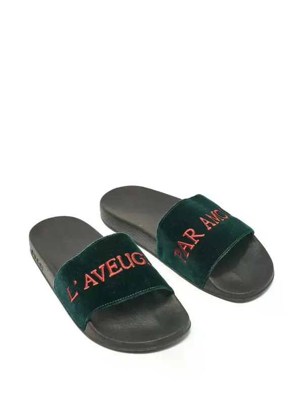 Gucci Velvet Flat Sandals