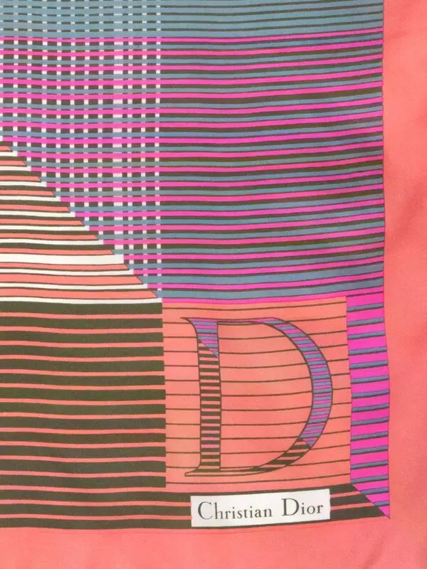Dior 1970s Striped Silk Scarf - Pink