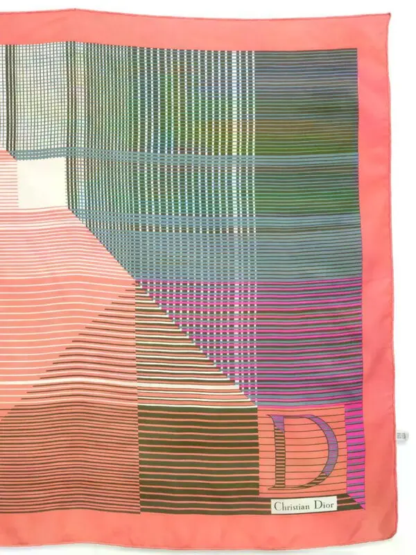 Dior 1970s Striped Silk Scarf - Pink