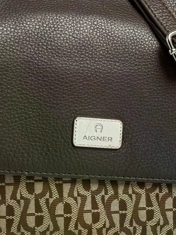AIGNER Monogrammed Flap Shoulder Bag