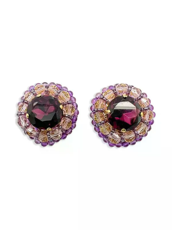 JENNIFER GIBSON JEWELLERY 1960s Vintage Amethyst Crystal Clip-on Earrings - Purple