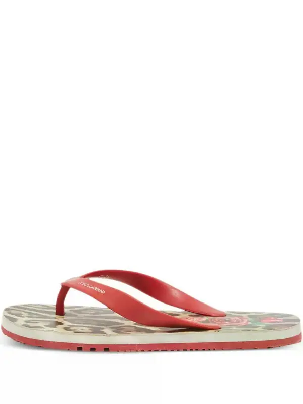 Dolce & Gabbana Leopard-print Flip Flops - Red