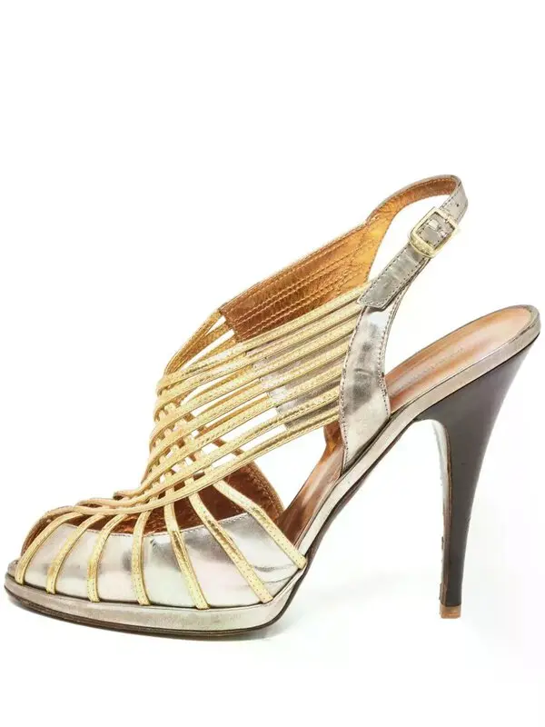 Roberto Cavalli 100mm Leather Heeled Sandals - Gold