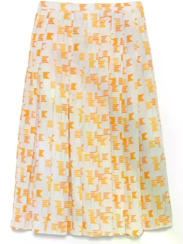 Hermès 1970s Mix-print Midi Skirt - Neutrals