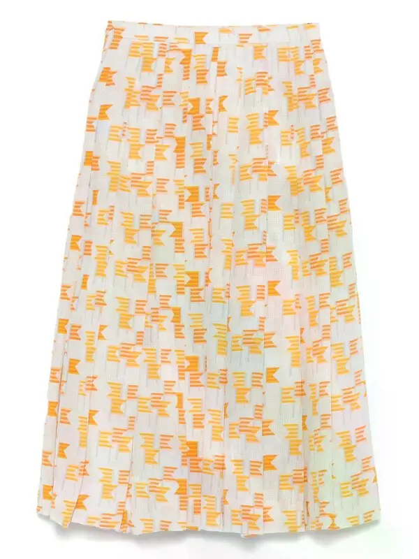 Hermès 1970s Mix-print Midi Skirt