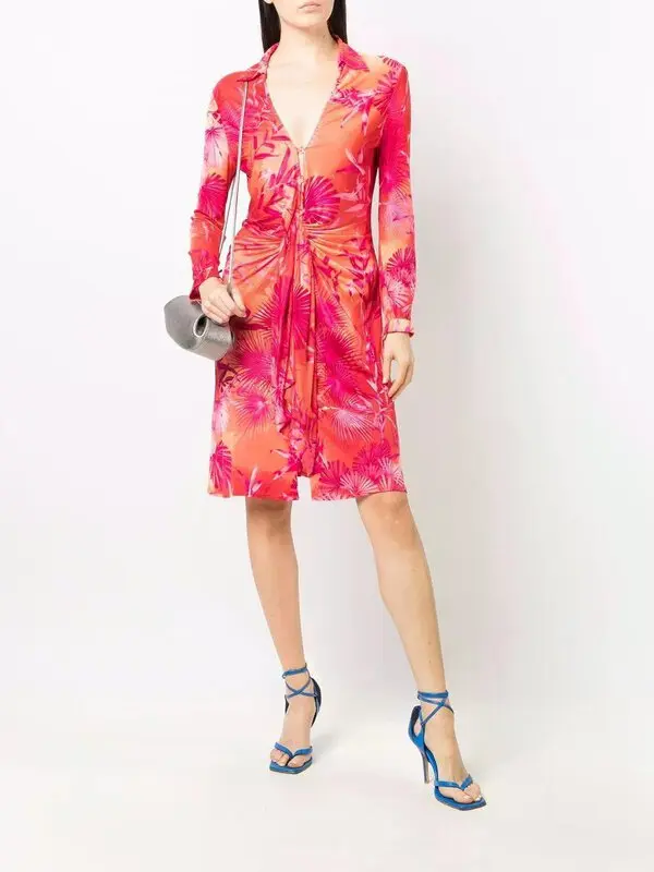 Versace 2000s Jungle Print Silk Dress