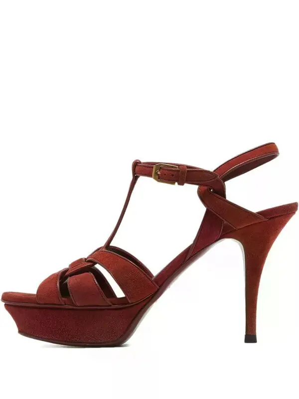Saint Laurent 110mm Tribute Heeled Sandals - Red
