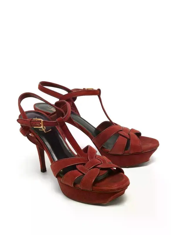 Saint Laurent 110mm Tribute Heeled Sandals - Red