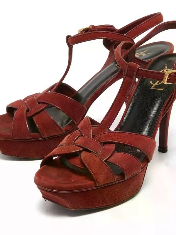 Saint Laurent 110mm Tribute Heeled Sandals - Red