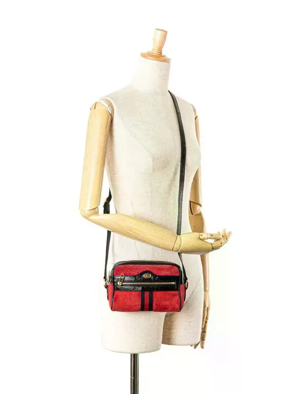 Gucci Mini Suede Ophidia Crossbody Bag - Red