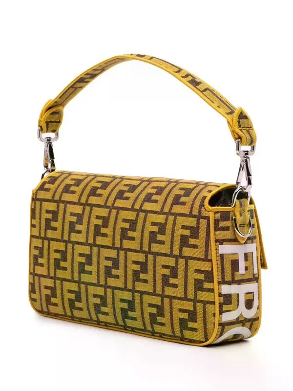 Fendi Zucca Embroidered Canvas Baguette Satchel - Yellow