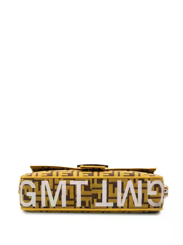 Fendi Zucca Embroidered Canvas Baguette Satchel - Yellow