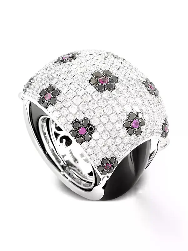 LB EXCLUSIVE 18k White Multi-stone Dome Ring