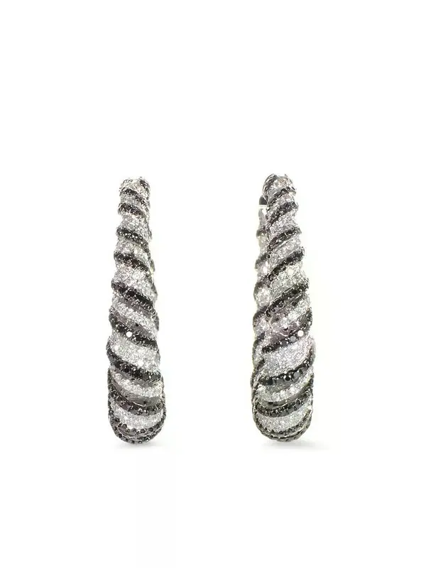 LB EXCLUSIVE 18k White Gold Zebra Hoop Earrings - Silver