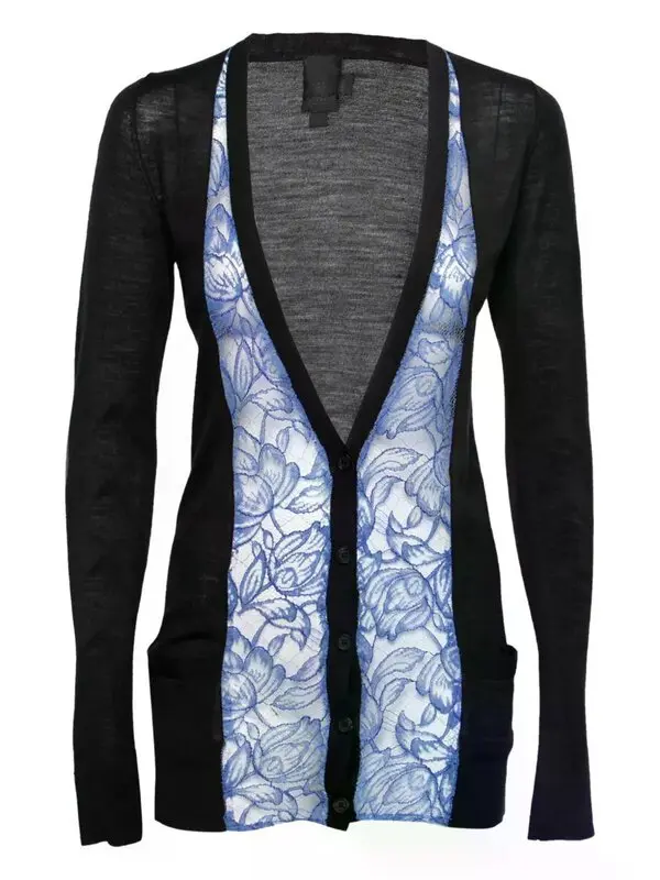 Vera Wang Lace-panel Wool Cardigan