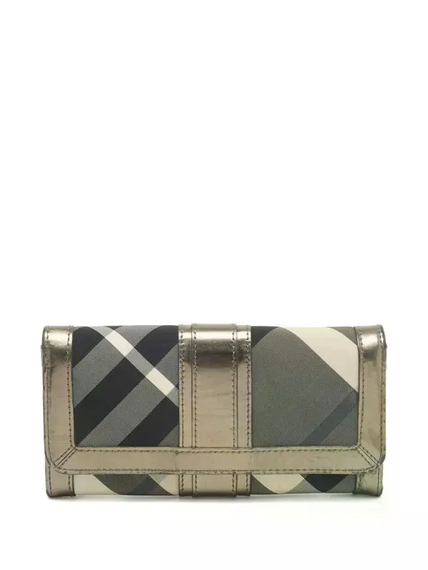 Burberry Metallic Plaid Wallet - Silver