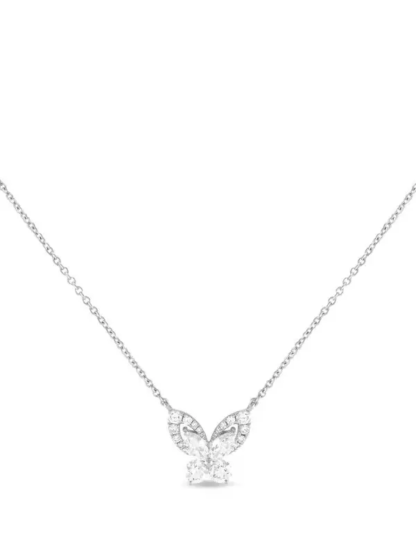 LB EXCLUSIVE 18kt White Gold Diamond Butterfly Pendant Necklace - Silver