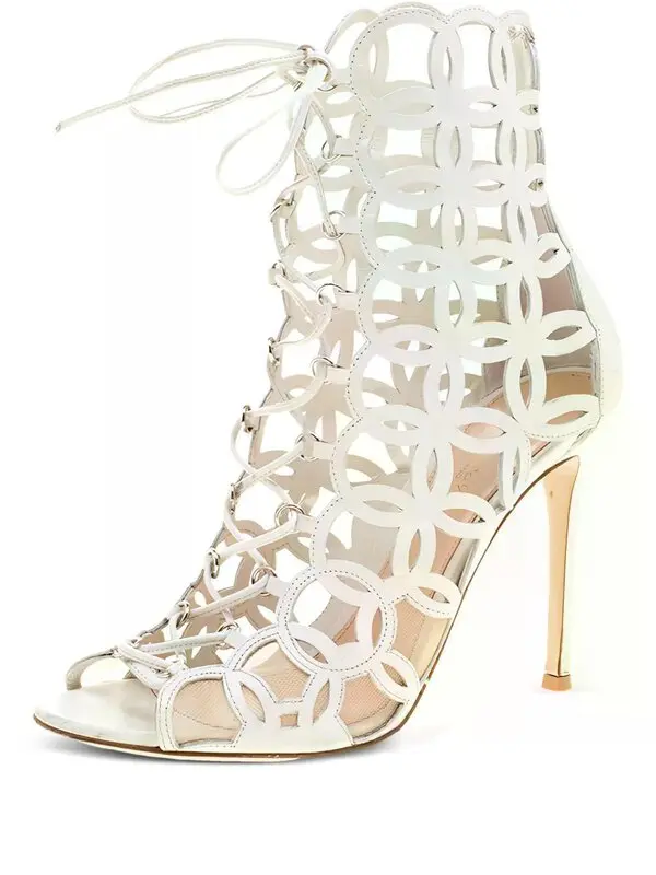 GIANVITO ROSSI 105mm Cut-out Heeled Sandals - White