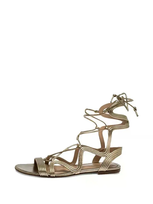GIANVITO ROSSI Leather Flat Sandals - Metallic