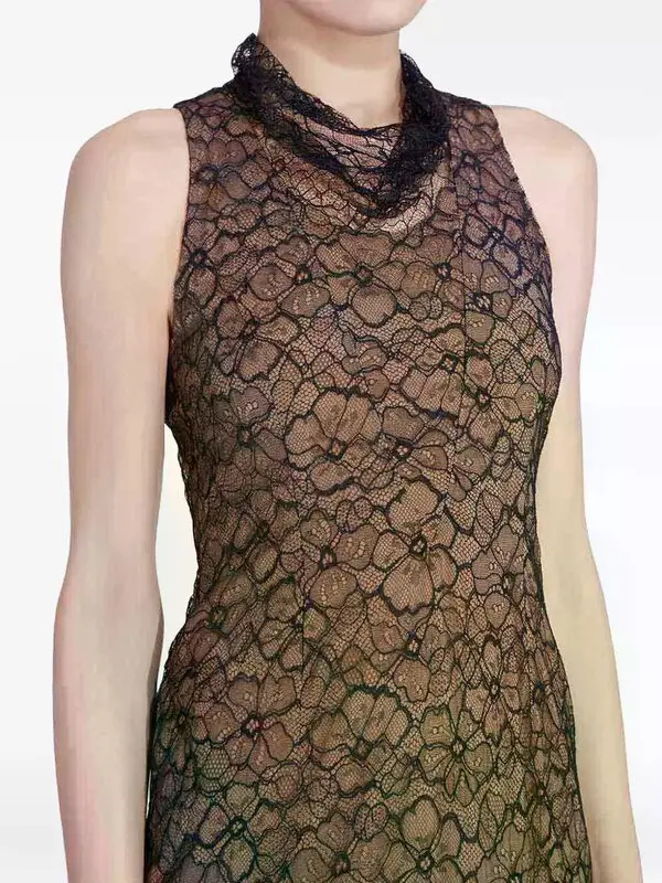 Vera Wang Cowl-neck Lace Mini Dress - Black