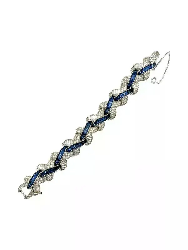 JENNIFER GIBSON JEWELLERY 1950s Boucher Sapphire Cocktail Bracelet - Silver