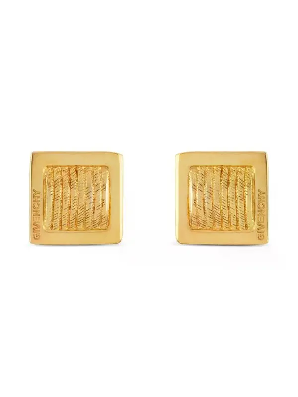 Givenchy 1980s Square Logo Clip-on Earrings - Gold