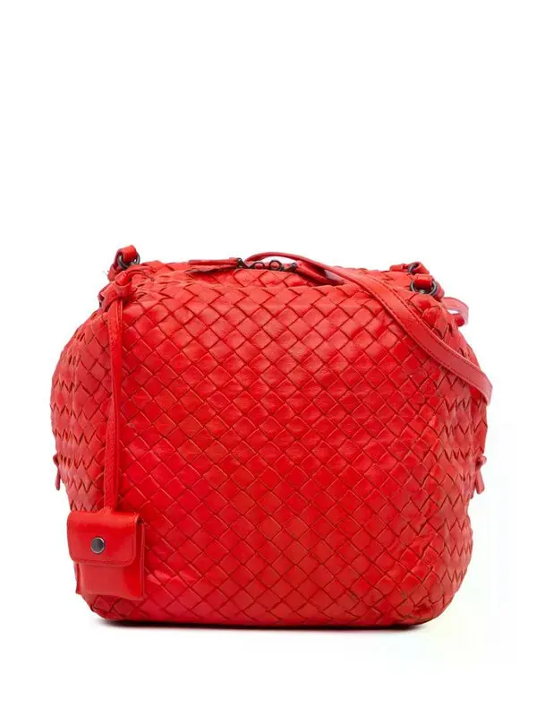 Bottega Veneta Nappa Intrecciato Cube Shoulder Bag - Red