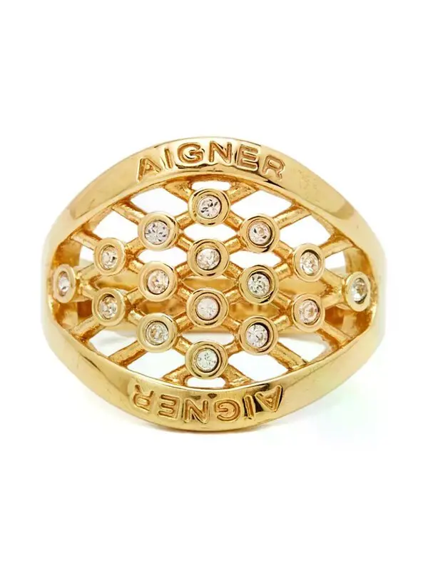 AIGNER Crystal-embellished Lattice Ring