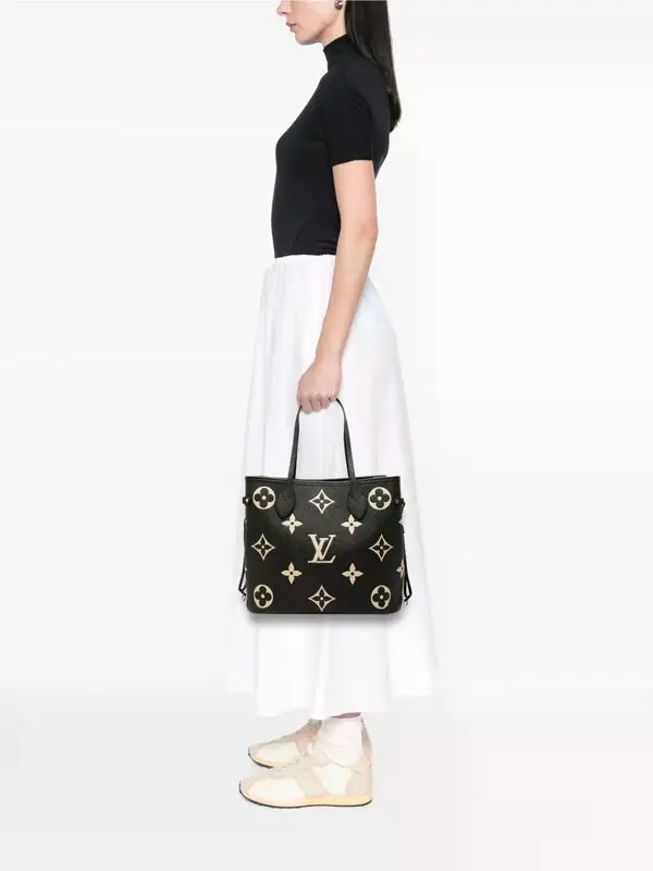 LOUIS VUITTON Bicolor Monogram Giant Empreinte Neverfull Mm Tote Bag - Black