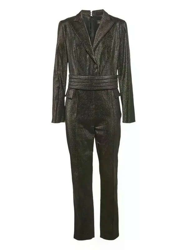 Elisabetta Franchi Glitter Belted Jumpsuit - Black
