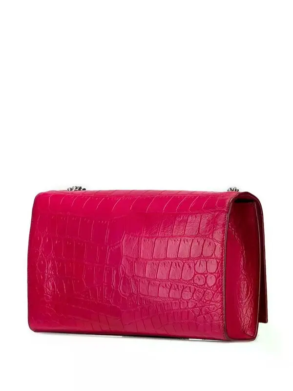 Saint Laurent 2015 Medium Croc Embossed Leather Kate Tassel Crossbody Bag - Pink