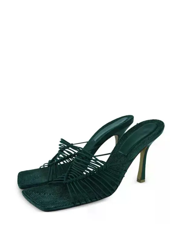 Bottega Veneta 100mm Raffia Heeled Sandals - Green