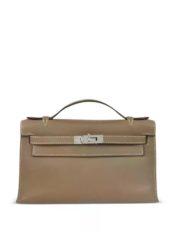 Hermès Kelly Pochette Swift Palladium-hardware Clutch - Brown