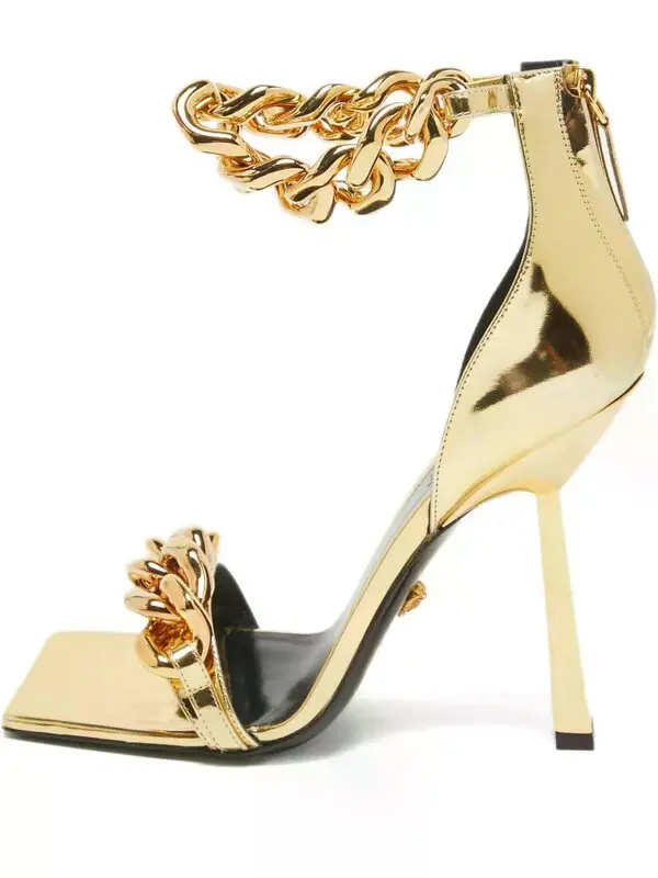 Versace Chain-detail Heeled Sandals - Gold