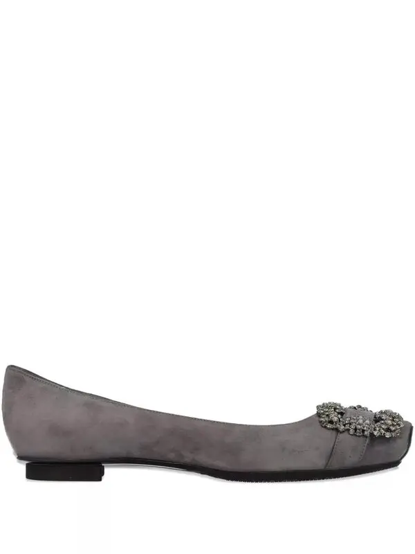 Alberta Ferretti Rhinestone-buckle Suede Flat Sandals