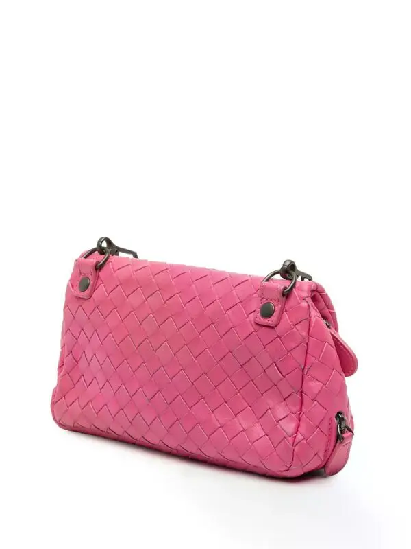 Bottega Veneta Mini Nappa Intrecciato Expandable Chain Flap Crossbody Bag - Pink