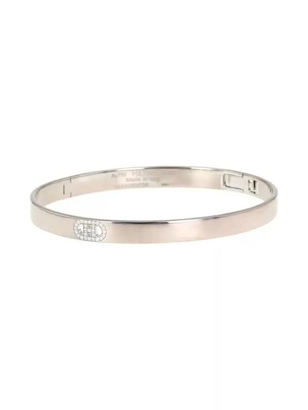 Hermès White Gold Diamond H D'ancre Bracelet - Silver
