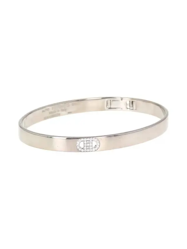 Hermès White Gold Diamond H D'ancre Bracelet - Silver