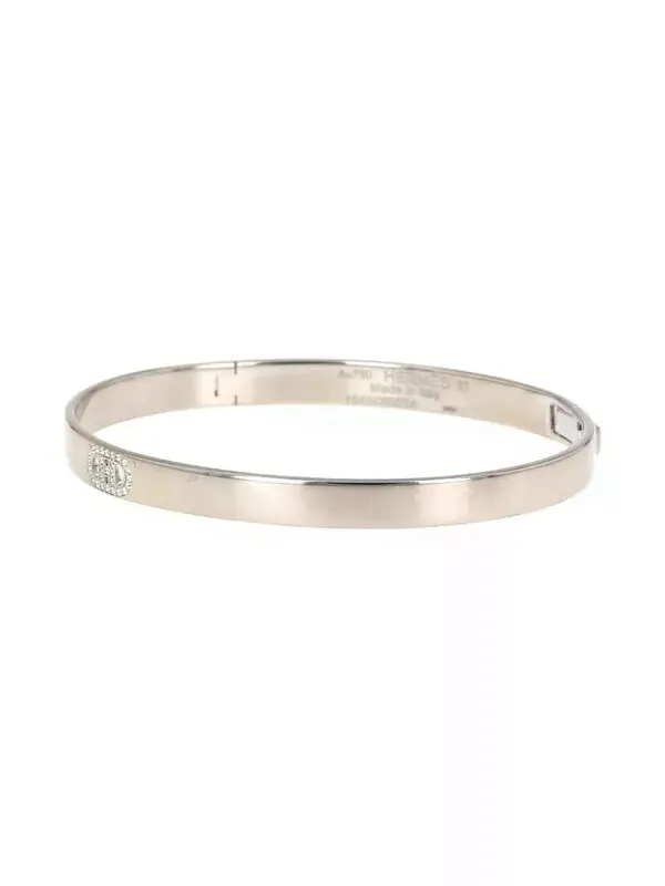 Hermès White Gold Diamond H D'ancre Bracelet - Silver