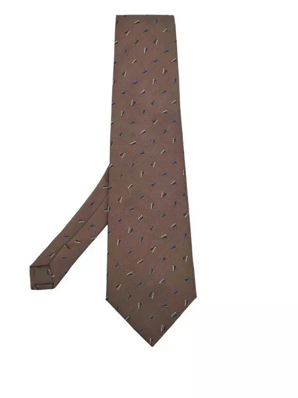 Giorgio Armani Geometric-pattern Silk Tie - Brown