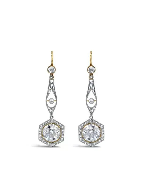 PRAGNELL Platinum And 18kt Yellow Diamond Drop Earrings - Gold