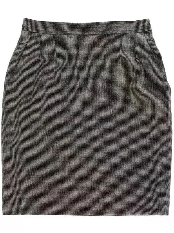 Saint Laurent 1980s Wool Pencil Skirt - Black