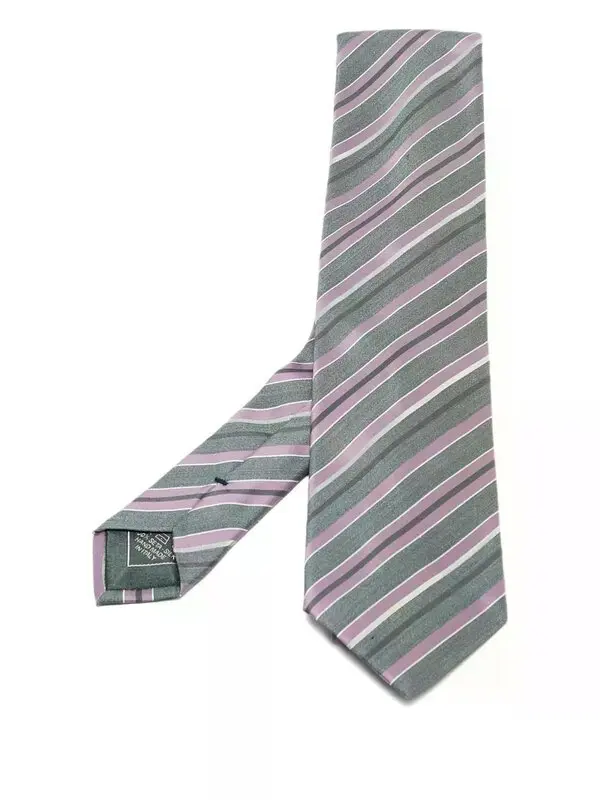 Brioni Diagonal Stripe Silk Tie - Grey