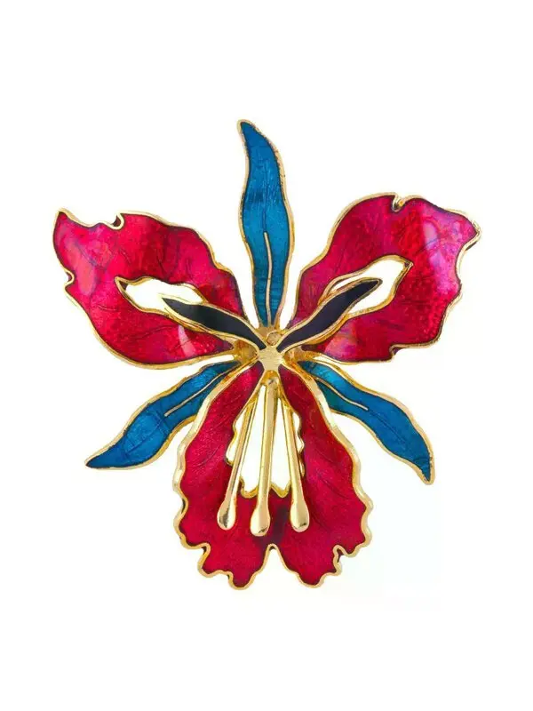 SUSAN CAPLAN 1980s Orchid-shaped Brooch - Gold