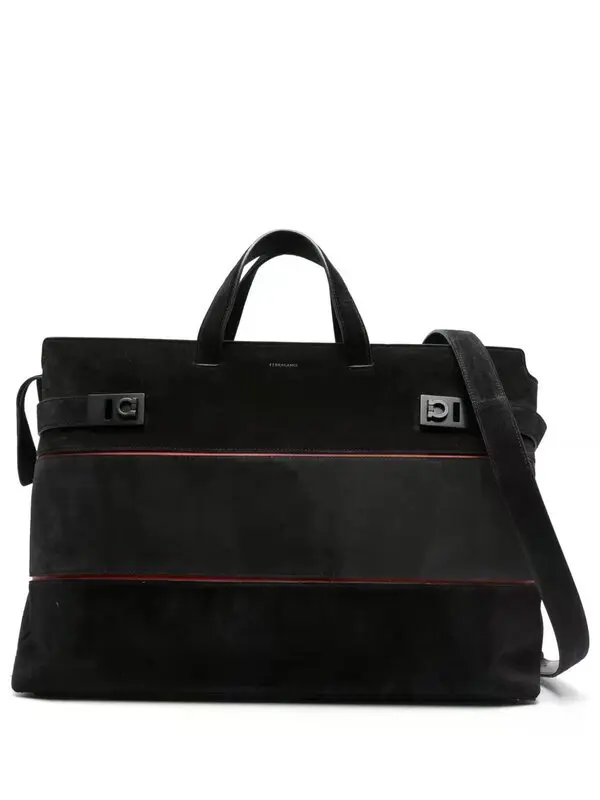 FERRAGAMO Gancini-plaque Tote Bag - Black