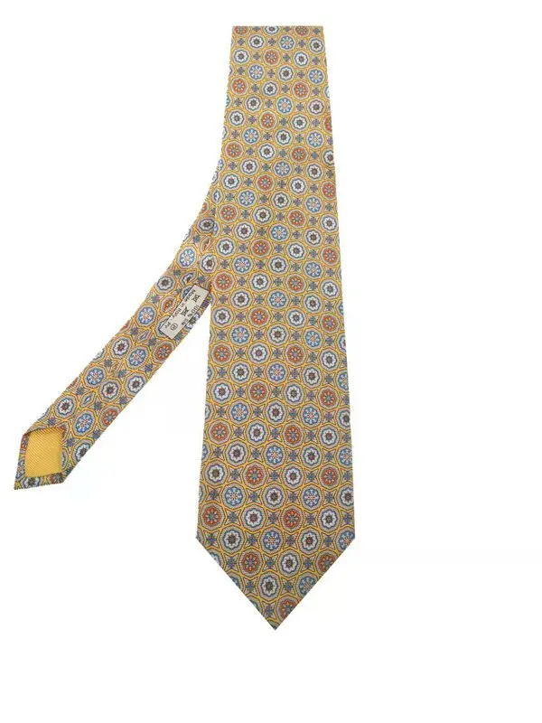 Dunhill Patterned Silk Tie - Yellow